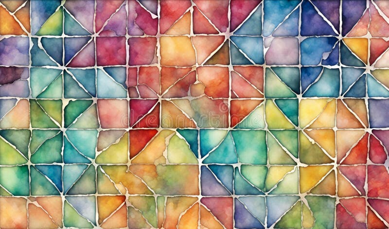 Painted Spectrum Triangles and Rectangles on Glass Background, AI ...