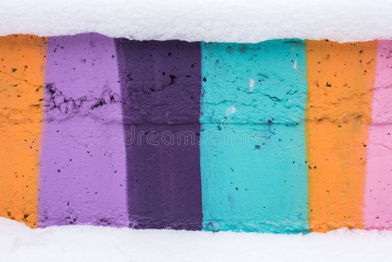 Painted Stone Wall with Snow Stock Photo - Image of wallpaper, color ...