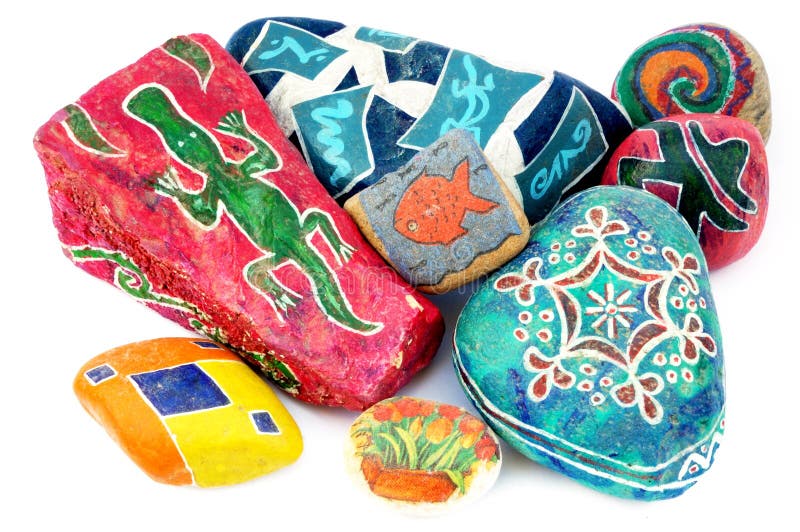 Painted stones stock image. Image of stones, white, isolated - 3289905