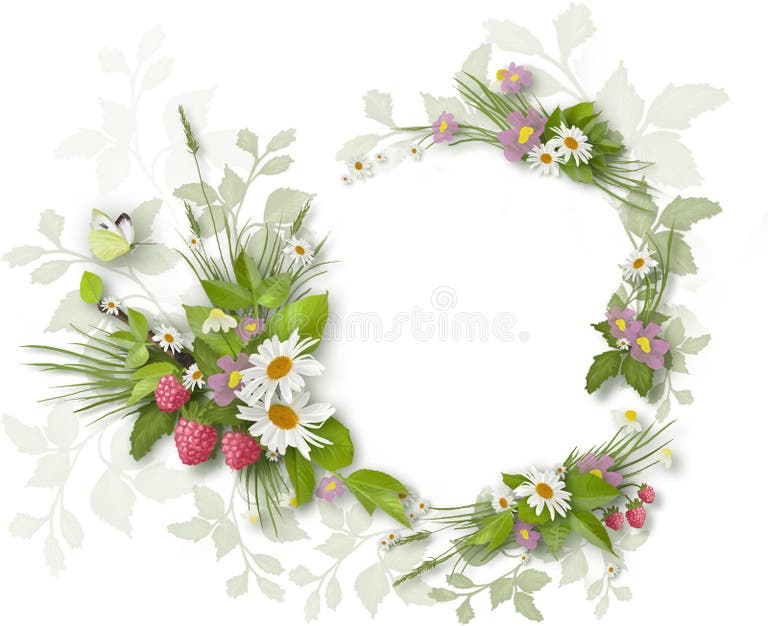Painted Summer Circle Frame Stock Illustration - Illustration of easter ...
