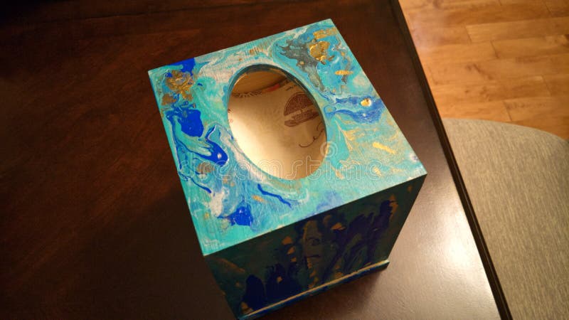 Painted Tissue Box on a Wooden Surface Stock Photo - Image of patterns ...