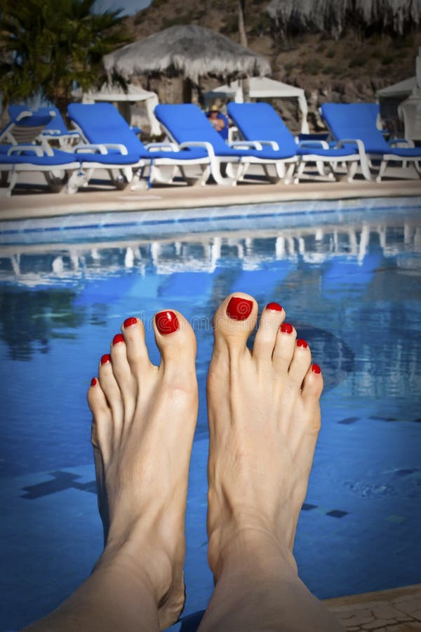Painted Toes at the Pool stock image. Image of cool, nails - 44863095