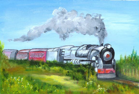 Hand Painted Steam Train Stock Illustrations – 26 Hand Painted Steam ...