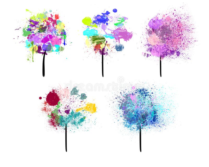 Painted trees stock vector. Illustration of green, decoration - 69462961