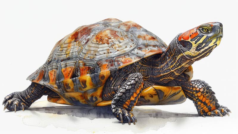 Painted Turtle on White Background Stock Image - Image of freshwater ...