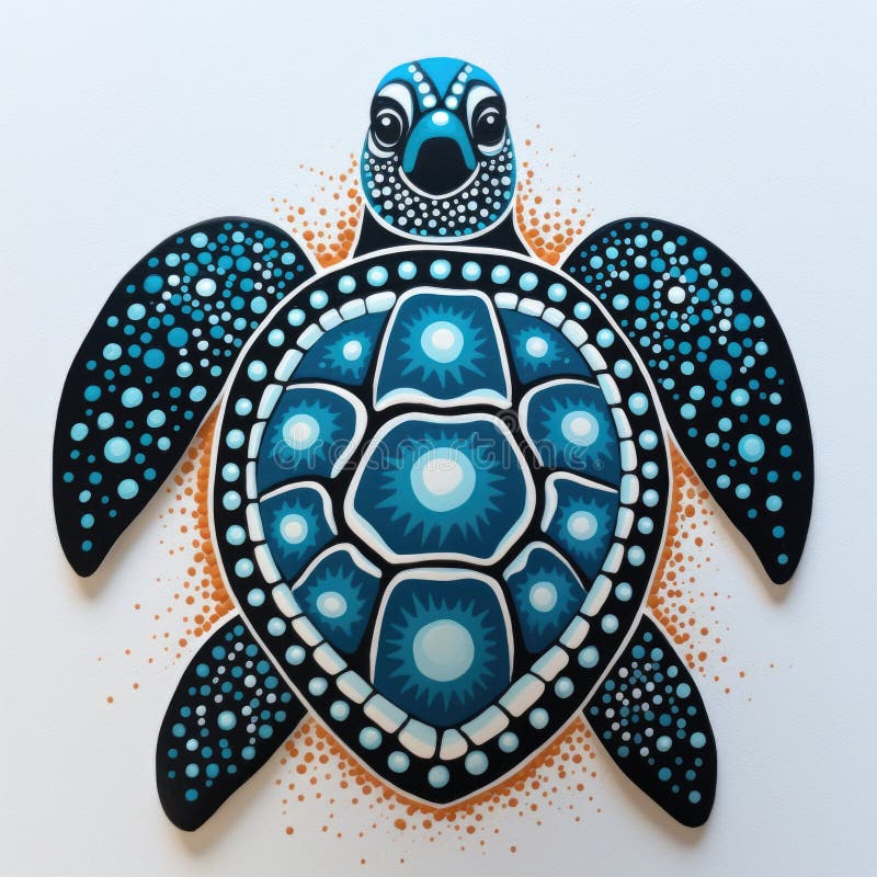 A Painted Turtle on a White Surface Stock Illustration - Illustration ...