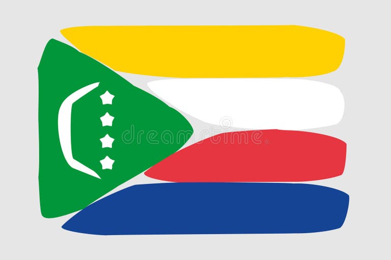 Painted Vector Flag of Comoros Stock Vector - Illustration of single ...