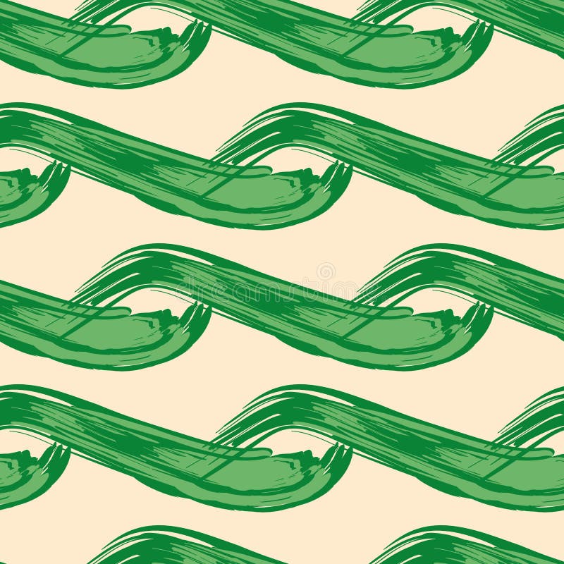 Painted Waves Vector Seamless Vector Pattern Background. Hand Drawn ...