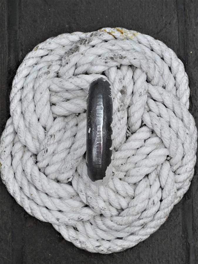 White Boat Rope Knotted Around Deck Loop Stock Image - Image of ...