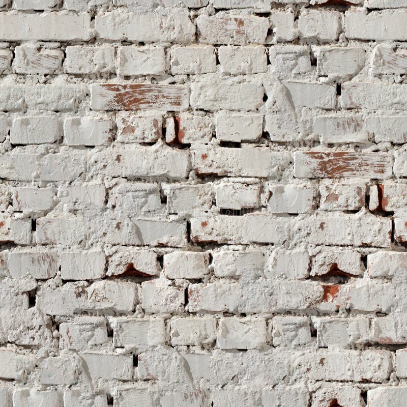 Painted White Bricks Wall Seamless Square Texture Stock Photo - Image ...
