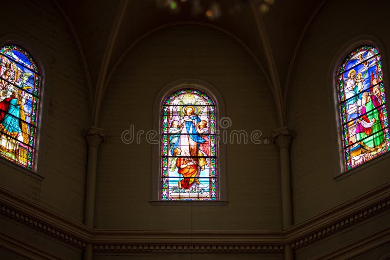 Painted Windows of a Church Stock Photo - Image of window, light: 159864226