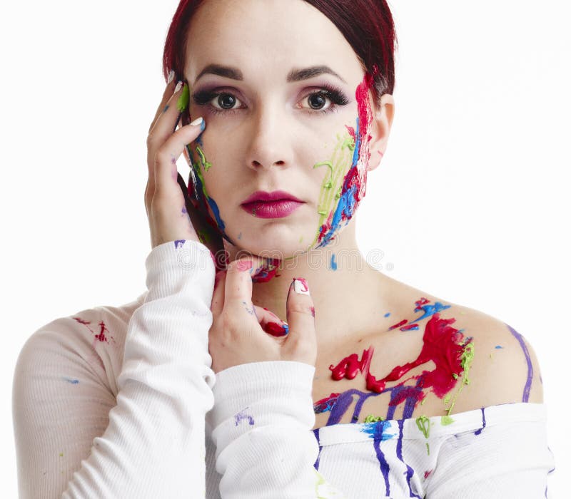 Painted woman stock image. Image of human, face, color - 43229689