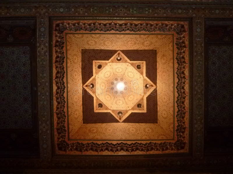 Painted Ornate Moorish Ceiling Stock Image - Image of islam, ceiling ...