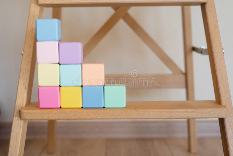 Painted Wooden Cubes for Children Stock Photo - Image of lilac, blue ...