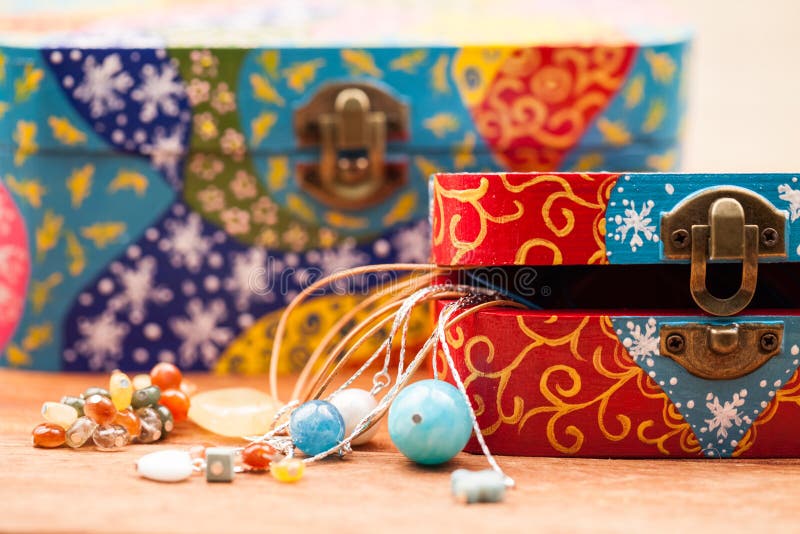 Painted, Wooden Small Boxes for Multiple Purposes and Jewels Stock ...