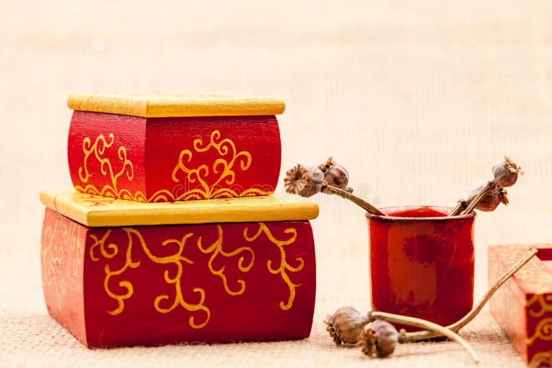 Painted, Wooden Small Boxes for Multiple Purposes and Jewels Stock ...