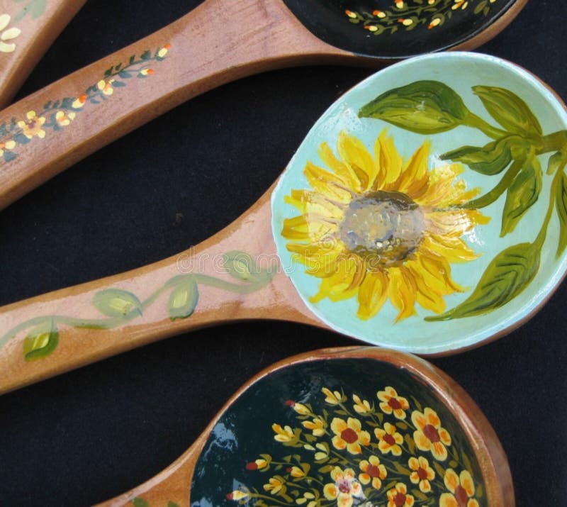 Painted-wooden-spoons stock image. Image of - 87856529