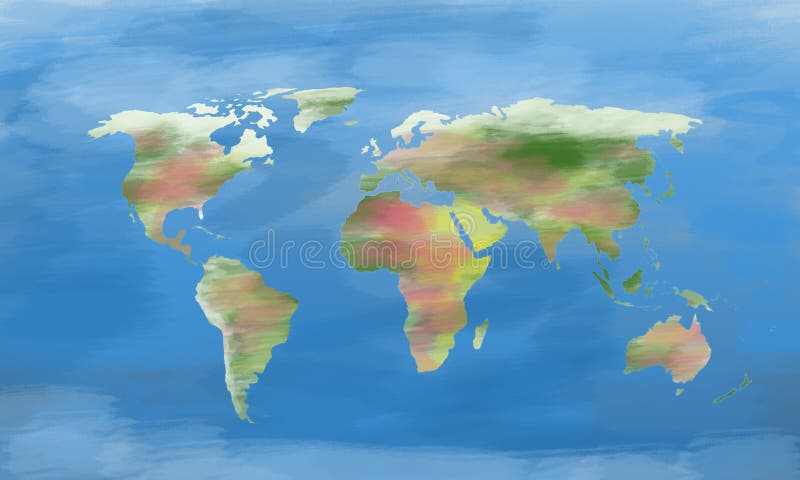 Painted World Map stock illustration. Illustration of world - 11431113