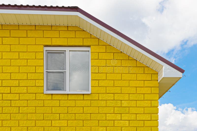 Painted Yellow Wall of Blocks Stock Image - Image of contemporary ...