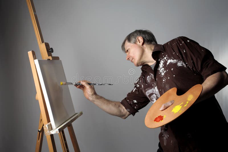 Painter stock image. Image of artist, grey, passion, canvas - 8474697