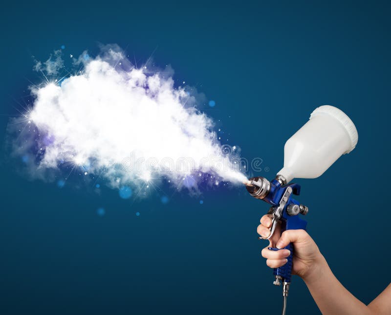 Painter with Airbrush Gun and White Magical Smoke Stock Image - Image ...