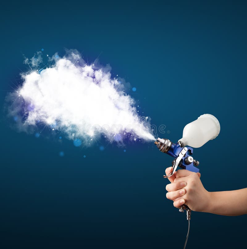 Painter with Airbrush Gun and White Magical Smoke Stock Photo - Image ...