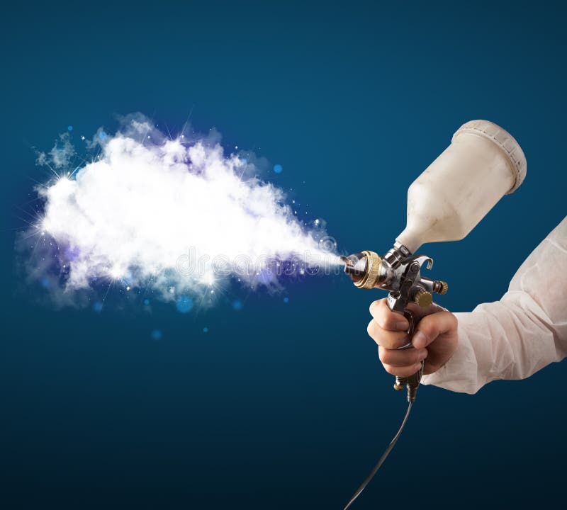 Painter with Airbrush Gun and White Magical Smoke Stock Image - Image ...