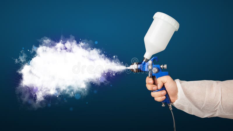 Painter with Airbrush Gun and White Magical Smoke Stock Image - Image ...