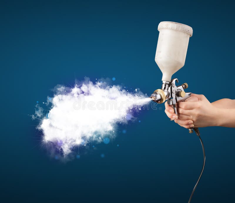 Painter with Airbrush Gun and White Magical Smoke Stock Image - Image ...