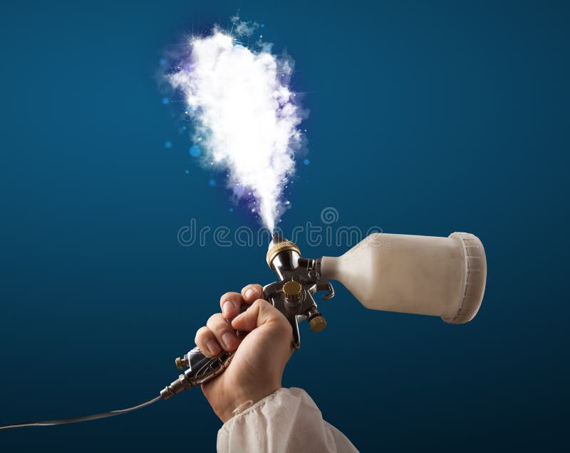 Painter with Airbrush Gun and White Magical Smoke Stock Image - Image ...