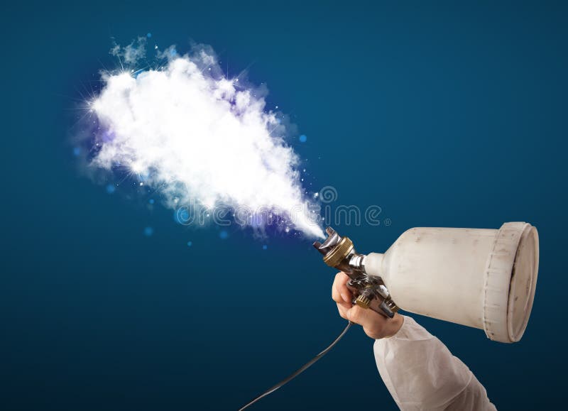 Painter with Airbrush Gun and White Magical Smoke Stock Image - Image ...
