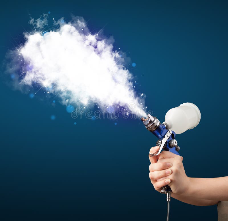 Painter with Airbrush Gun and White Magical Smoke Stock Image - Image ...