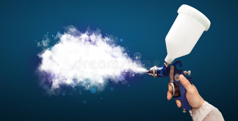 Painter with Airbrush Gun and White Magical Smoke Stock Image - Image ...