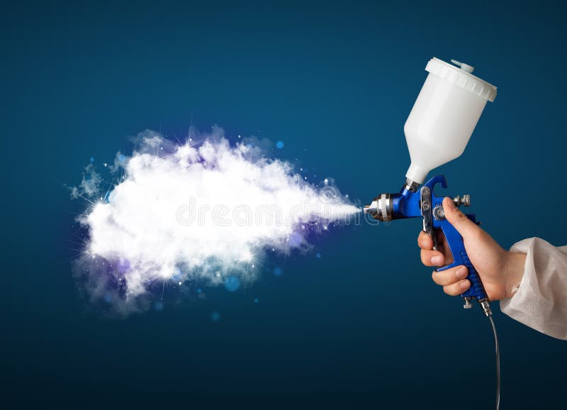 Painter with Airbrush Gun and White Magical Smoke Stock Image - Image ...