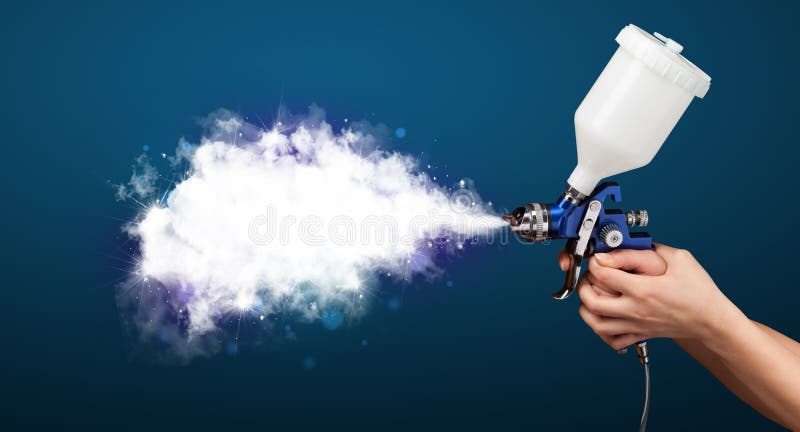 Painter with Airbrush Gun and White Magical Smoke Stock Image - Image ...