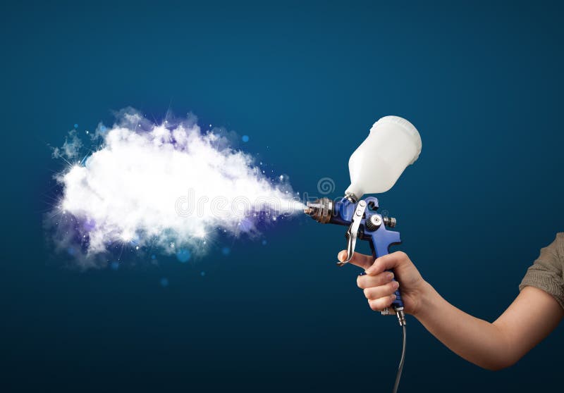 Painter with Airbrush Gun and White Magical Smoke Stock Image - Image ...