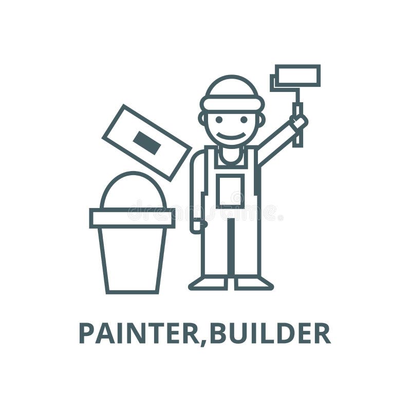 Painter,builder Vector Line Icon, Linear Concept, Outline Sign, Symbol ...