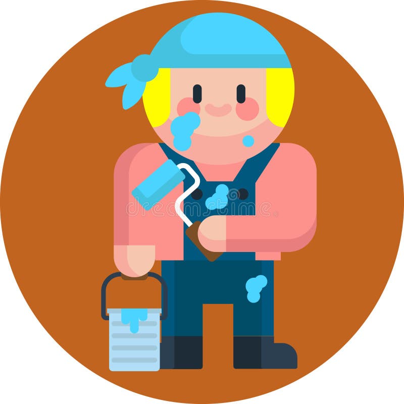 Painter Construction Character Icon Isolated Vector Illustration Vector ...