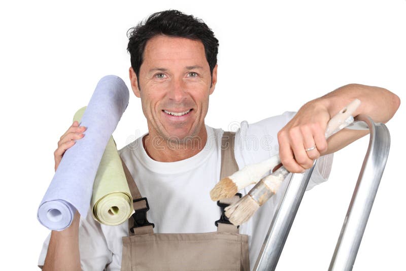 Painter and decorator stock image. Image of green, home - 27807627