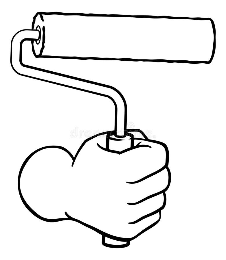 Painter Decorator Hand Fist Paint Roller Cartoon Stock Vector ...
