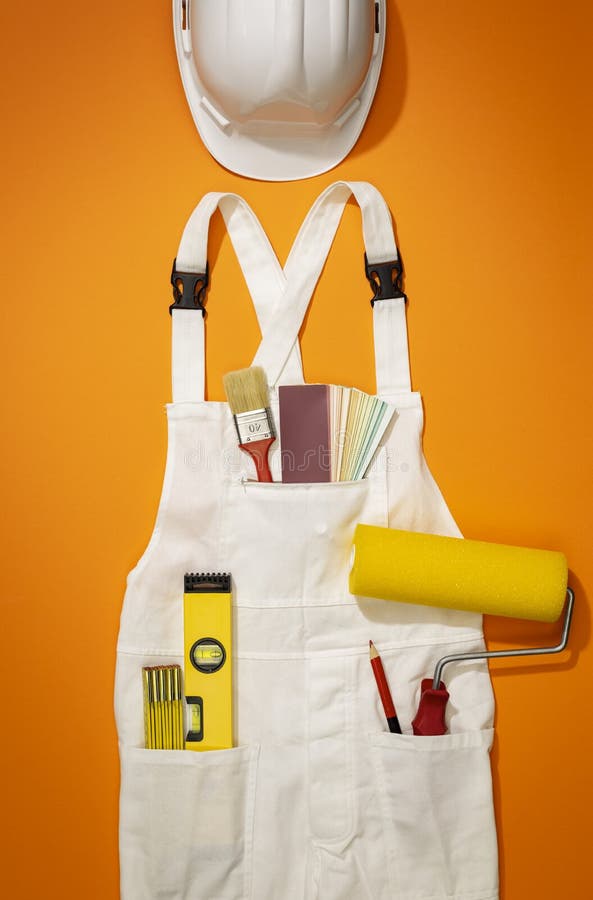 Painter and Decorator Work Uniform with Tools Stock Image - Image of ...