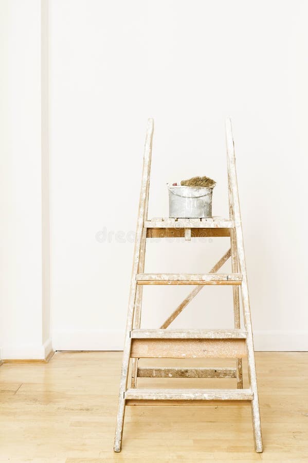 Painter and Decorators Wooden Ladder Stock Photo - Image of home, room ...