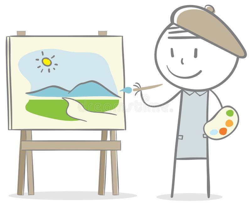 Painter stock vector. Illustration of doodle, palette - 35642647