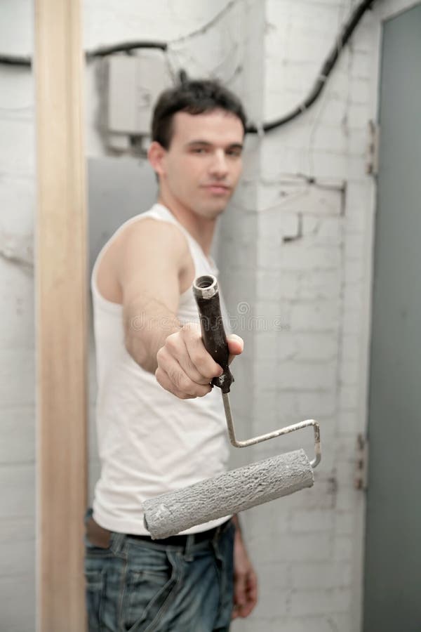 Painter guy stock photo. Image of tools, work, paint - 13384896