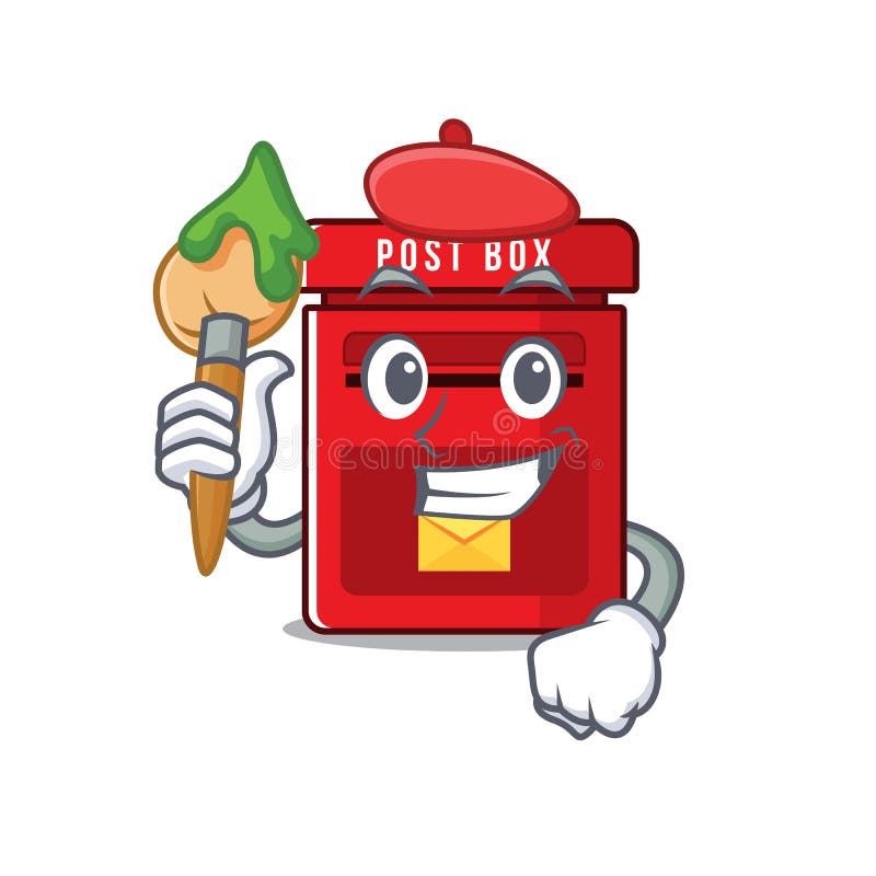 Painter Happy Mailbox in with Cartoon Cute Stock Vector - Illustration ...