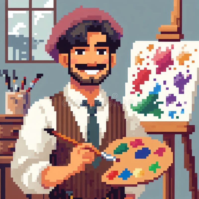 Painter Illustration Design, Pixel Art Stock Illustration ...