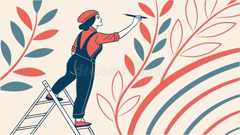 Painter on Ladder Painting, House Painting, Painting Work, Ladder ...