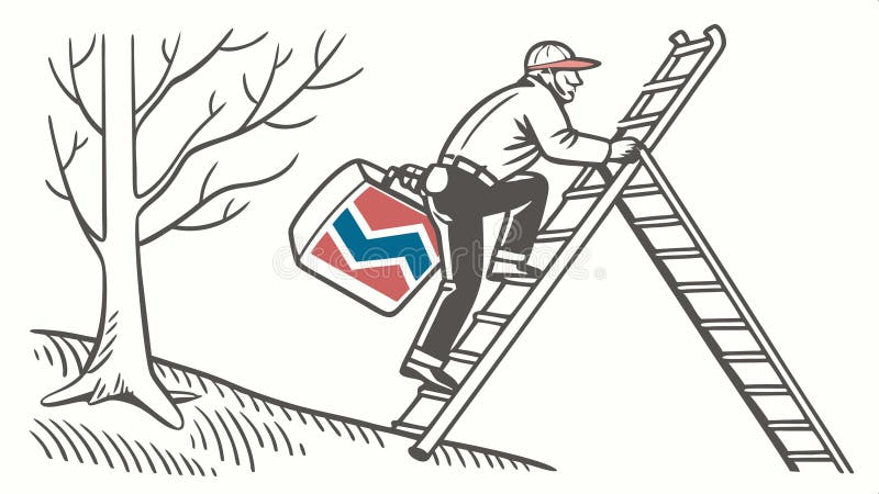 Painter on Ladder Working, Construction and Art for Trades and DIY ...