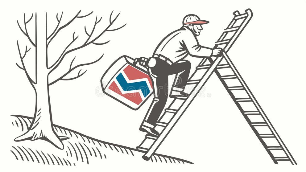 Painter on Ladder Working, Construction and Art for Trades and DIY ...