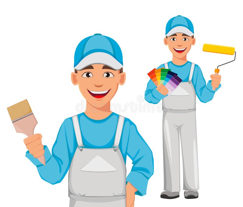 Painter Man. Decorator Cartoon Character Stock Vector - Illustration of ... Painter Man. Decorator Cartoon Character Stock Vector - Illustration of ...